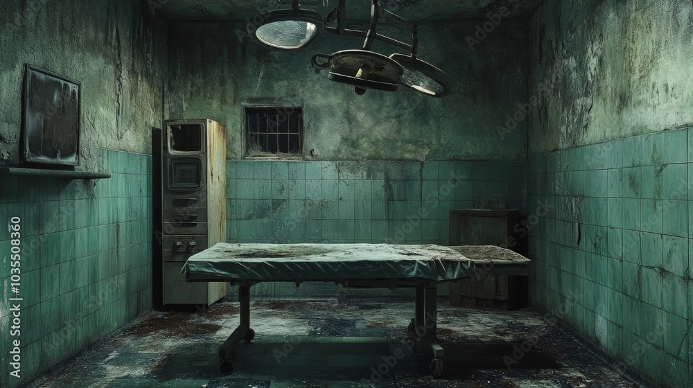 Desolate hospital interior showcasing decaying operating equipment ...