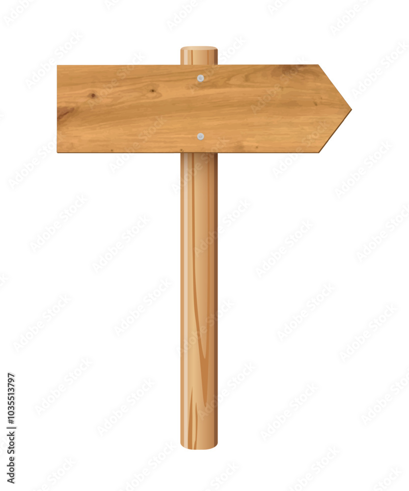 เวกเตอร์ Stock 3d wooden signboard vector illustration. Realistic wood ...