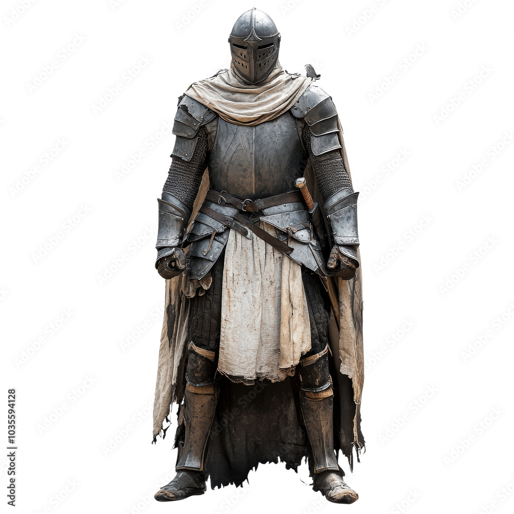 valiant knight stands proudly in full armor, embodying valor of ...