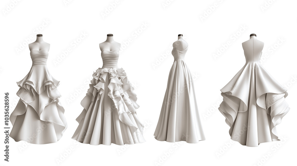 Dress mockup has different styles, front and back view capture, png ...