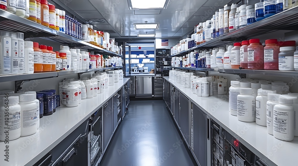 Ilustración de Stock Photograph of a police evidence room equipped with ...