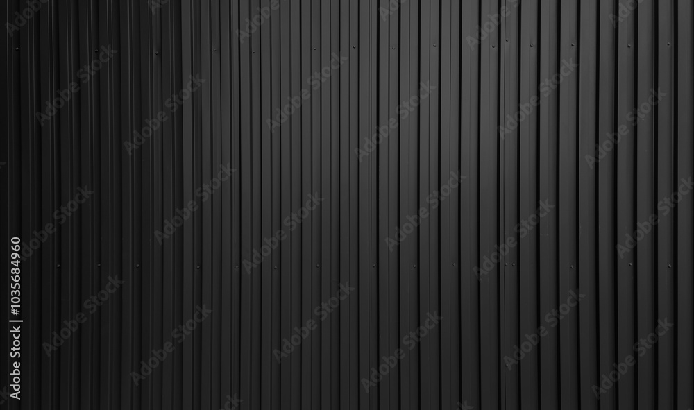 real black chrome corrugated metal sheet wall showing vertical pattern ...