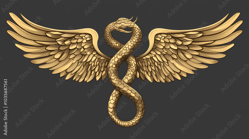 Golden caduceus medical symbol isolated on transparent background png ...