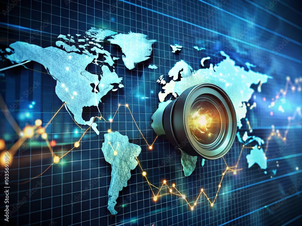 Dynamic 3D Camera Movement Through World Map with Currencies and Stock ...