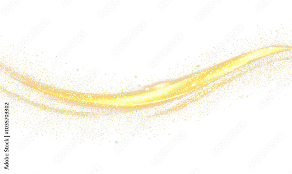Gold sparkle wave, elegant design element, isolate on transparent ...