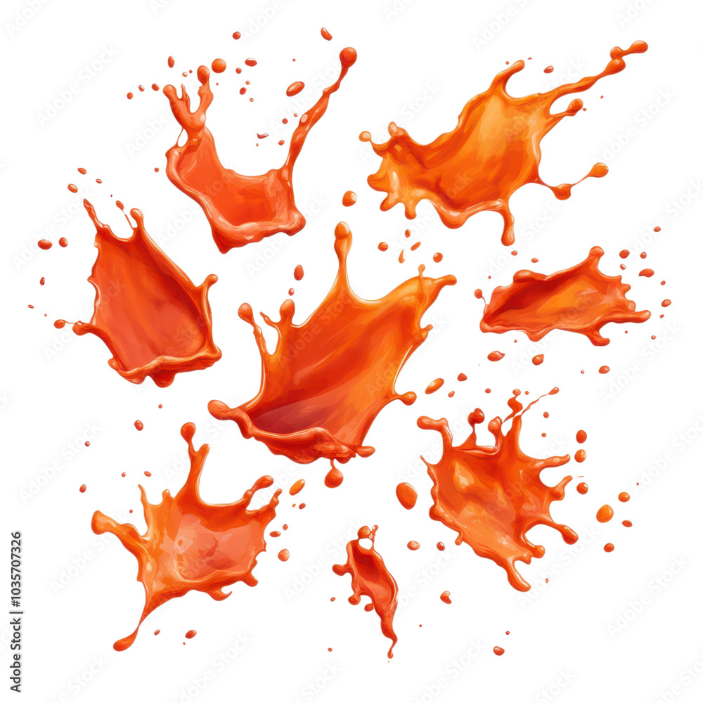 Vibrant Set of Lava Splashes: Fiery Red and Orange Molten Texture for ...