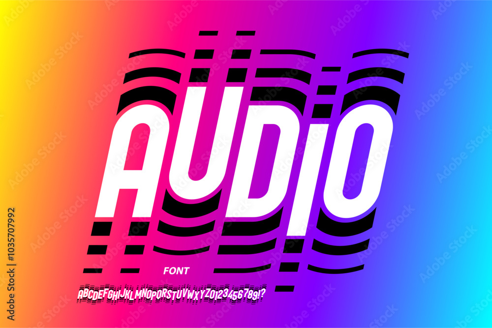Audio. Sound Wave Rhythm Font Design: Alphabet Letters and Numbers Vector Illustration Stock ...