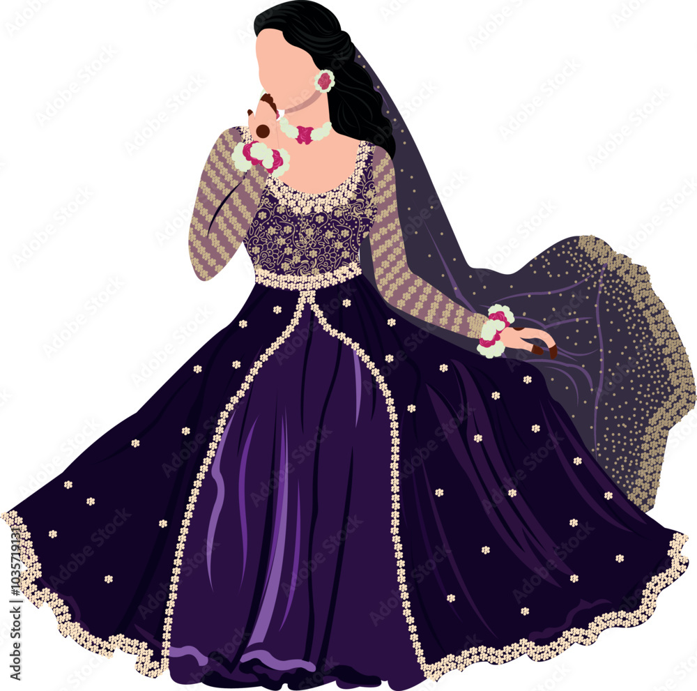 indian bride illustration containg hindu marriage couple wearing ...