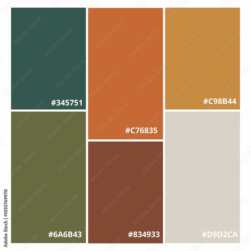 Six autumn colors, a collection of vector color palettes with RGB codes ...