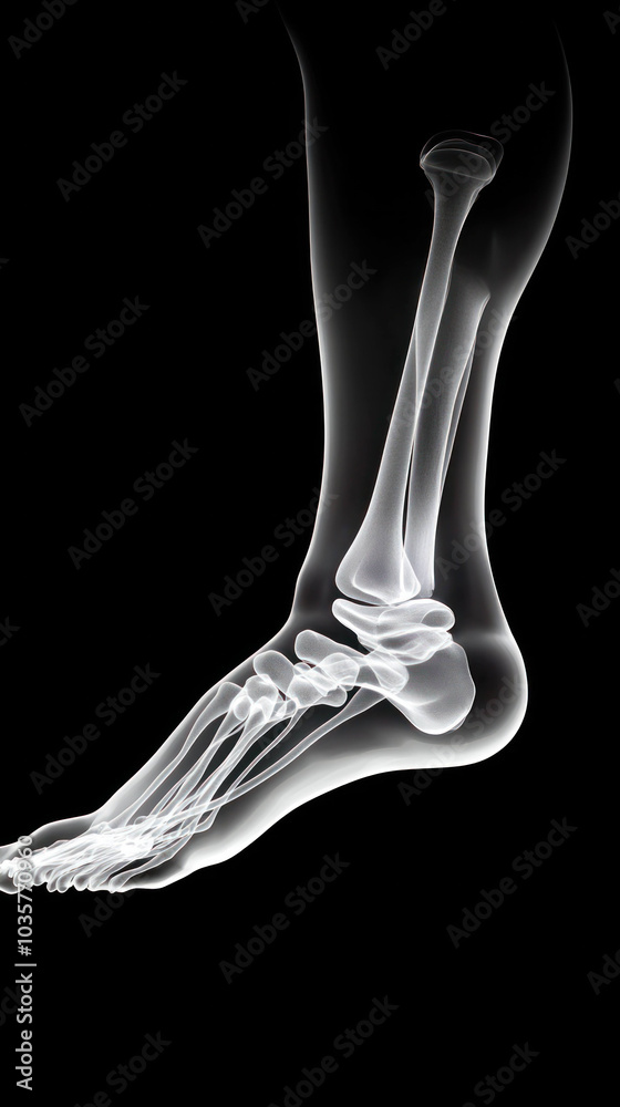 X ray image of human foot showcasing intricate structure of tarsals and ...