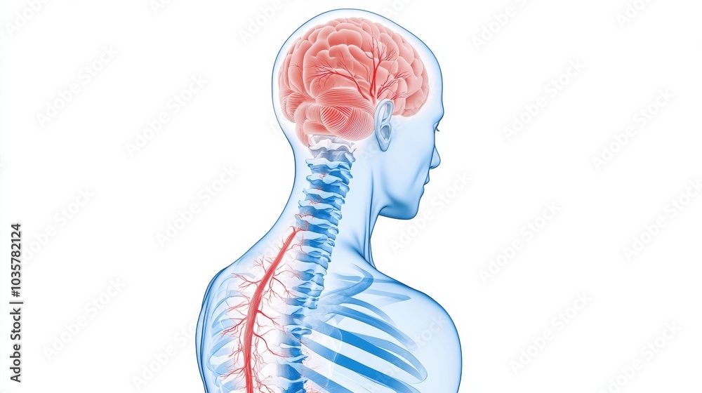 Cross Section View of the Human Brain with Highlighted Anatomy Stock ...