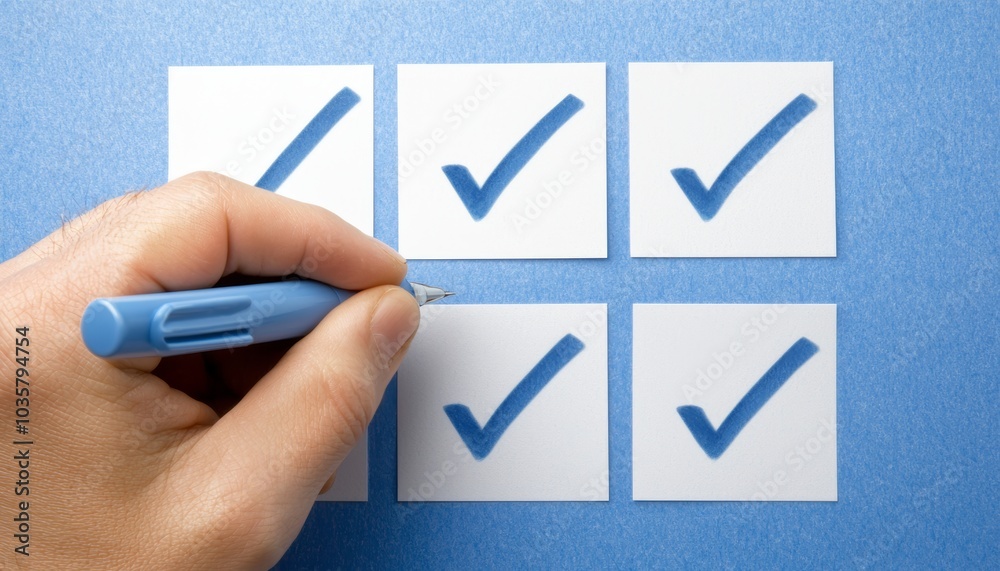 Checklist with multiple ticked boxes, focusing on efficient planning ...