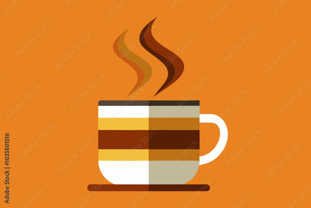 Minimalist Coffee Cup Steam Vector Illustration Stock Vector | Adobe Stock