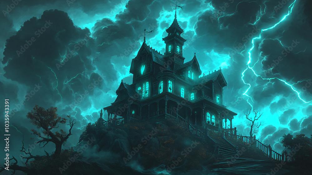 "Haunted House on the Hill": A looming Victorian-style haunted house at ...