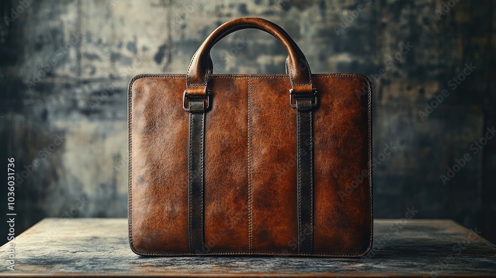 Vintage Leather Briefcase with Rustic Background Classic Elegance and ...