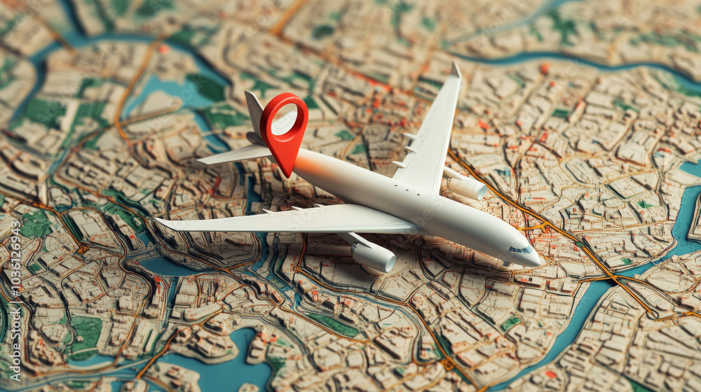 An airplane icon on a map marker. This shows the location of an airport ...