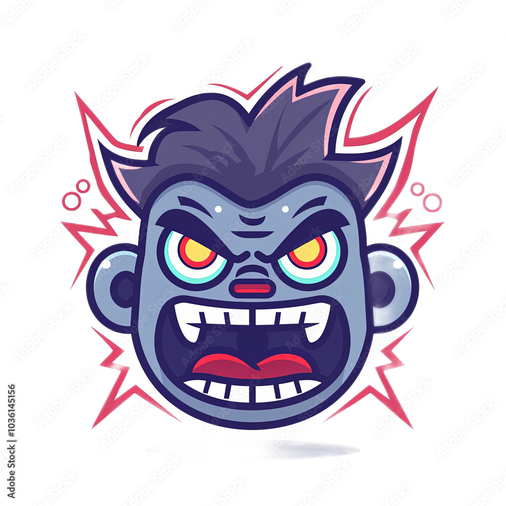 Angry Cartoon Face with Vibrant Colors Stock Illustration | Adobe Stock
