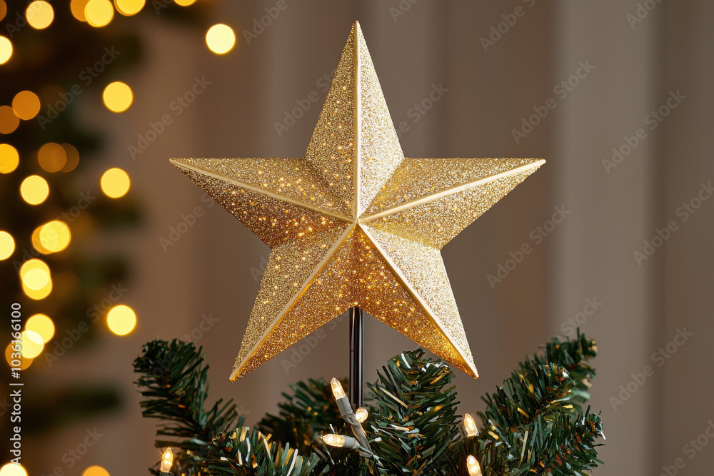 Foto de Stock Sparkle and shine the golden star tree topper ...