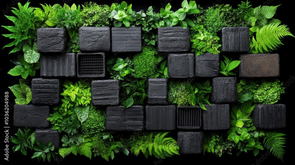 Eco-bricks made from recycled plastic bottles and greenery Stock Photo ...