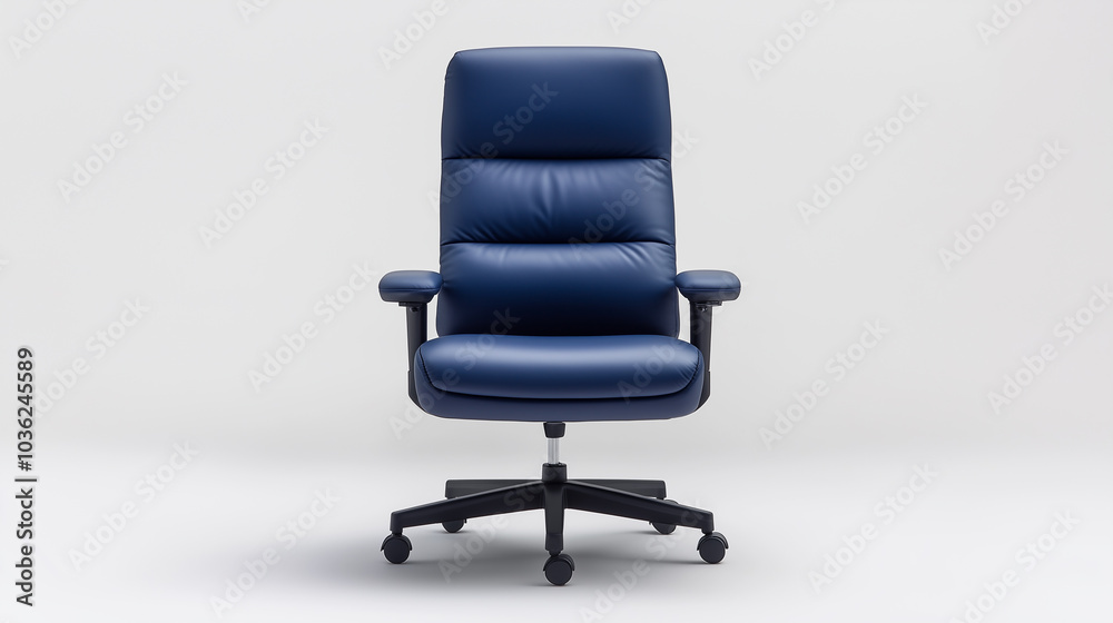Comfortable blue office chair with high backrest and adjustable ...