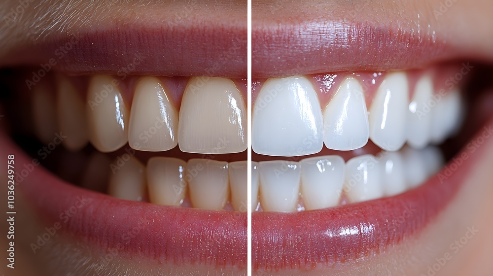 Side-by-side comparison of teeth before and after professional ...