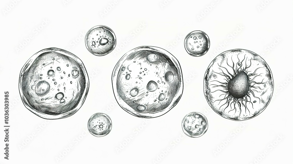 Detailed Hand Drawn Schematics of Mitosis Phases Including Interphase ...