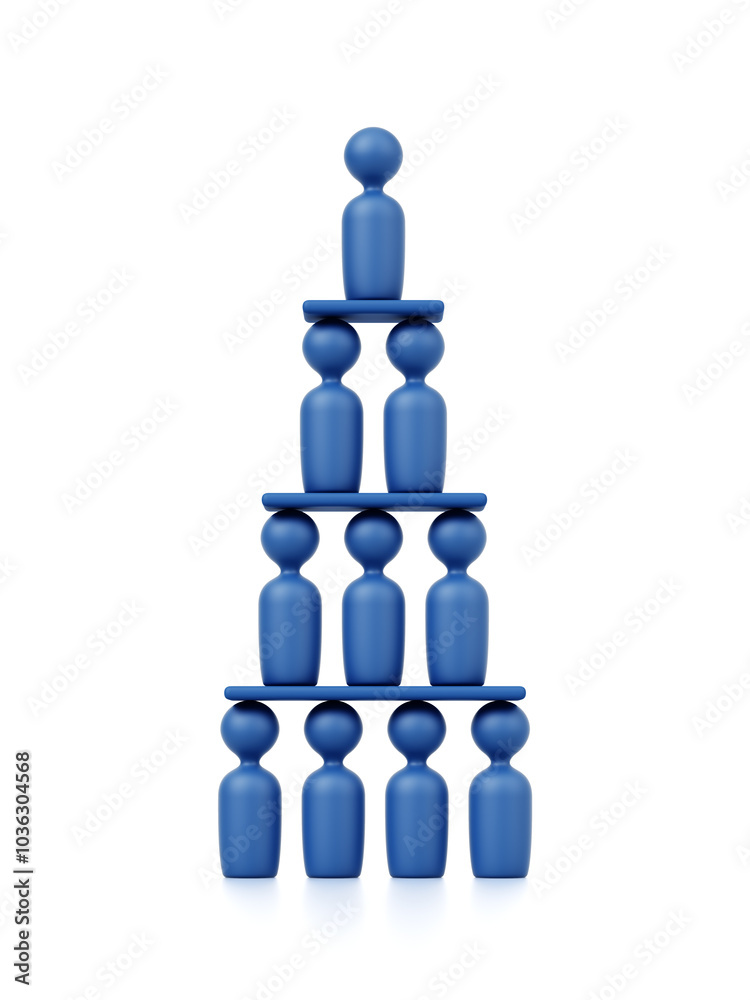 Blue minimalist people icon symbol overlay in pyramid graph on white ...