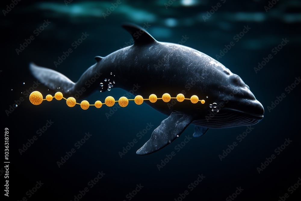 Ecosystem balance, depicted in an oceanic scene where whales, fish, and ...