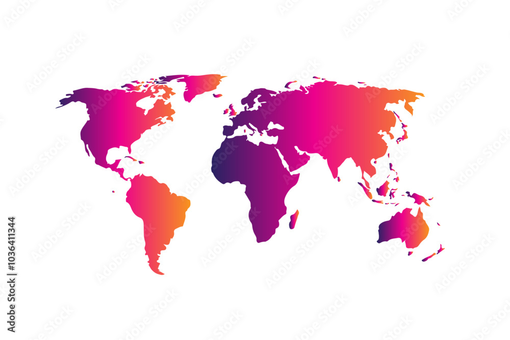 Colorful Map design concept of world map isolated on white background ...