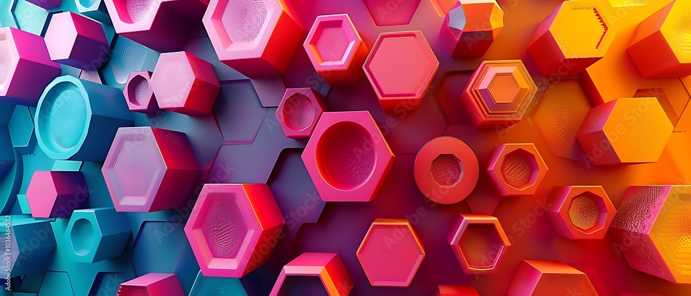 Vibrant and dynamic hexagonal patterns a beautiful fusion of colors and ...