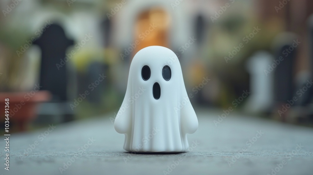 Cute ghost figure on a path in a spooky setting, perfect for Halloween ...