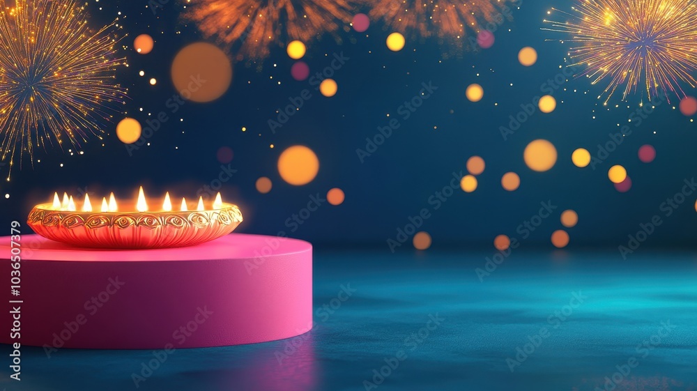 Banner design for diwali festival and podium,Diwali light decoration ...