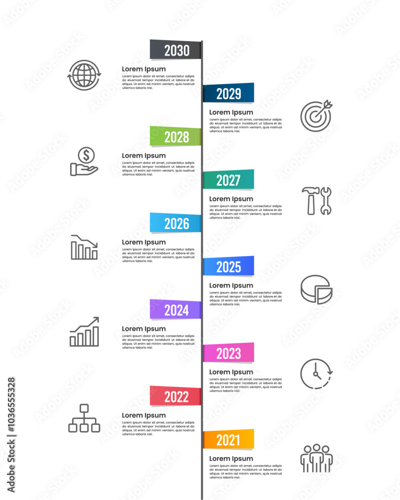 Vertical brochure infographic 10 business milestones. Business ...