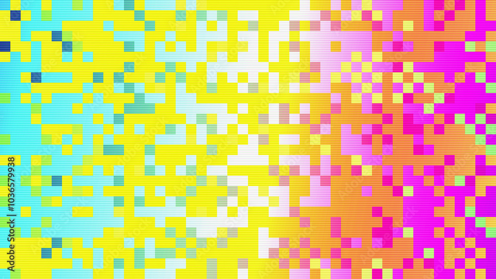 Abstract pixelated interlaced colorful rainbow 8 bit cyber retro game ...