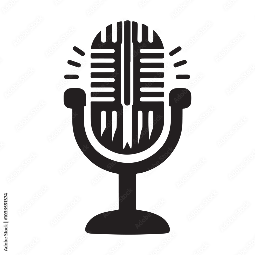 Microphone Icon Silhouette Logo Sticker Vector Isolated on White ...
