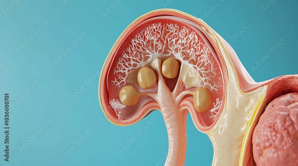 3D Cross Section of Female Reproductive System Uterus Ovaries Fallopian Tubes Anatomy Stock ...