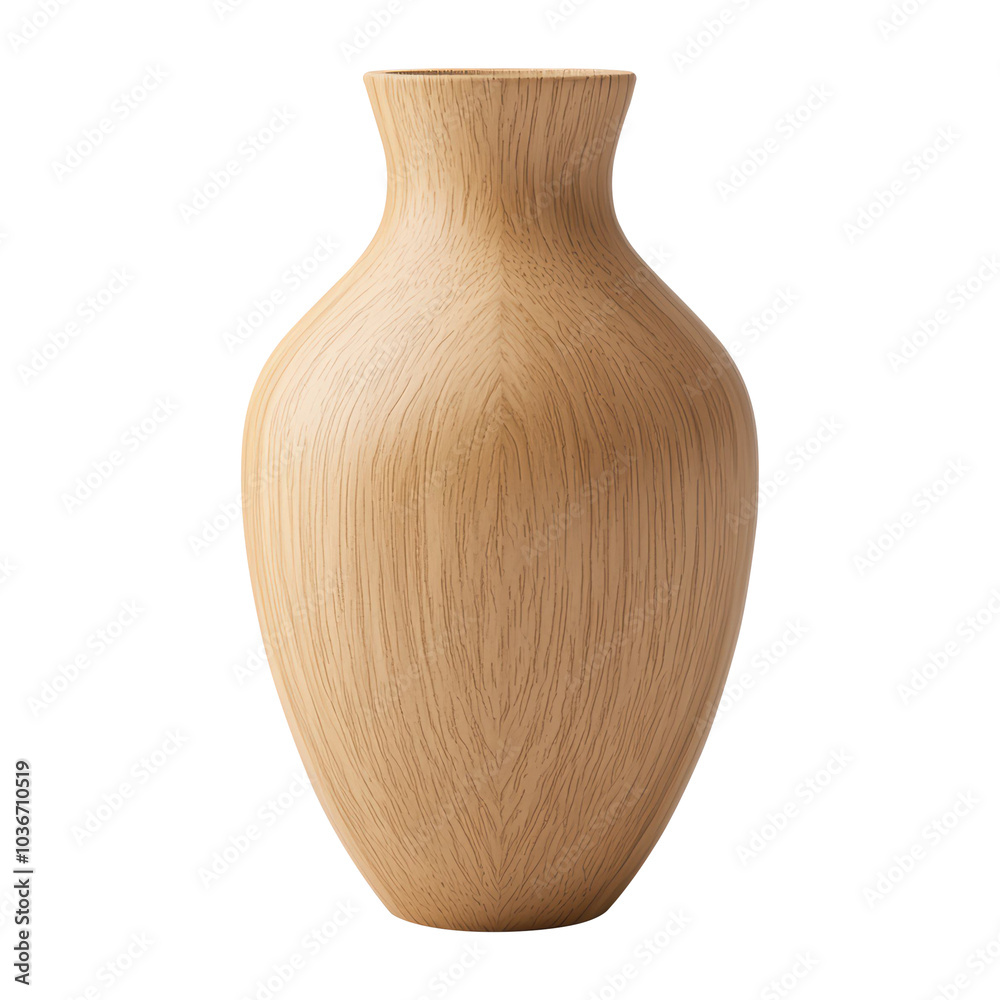 Smooth wooden vase showcasing a curved shape and natural wood grain ...