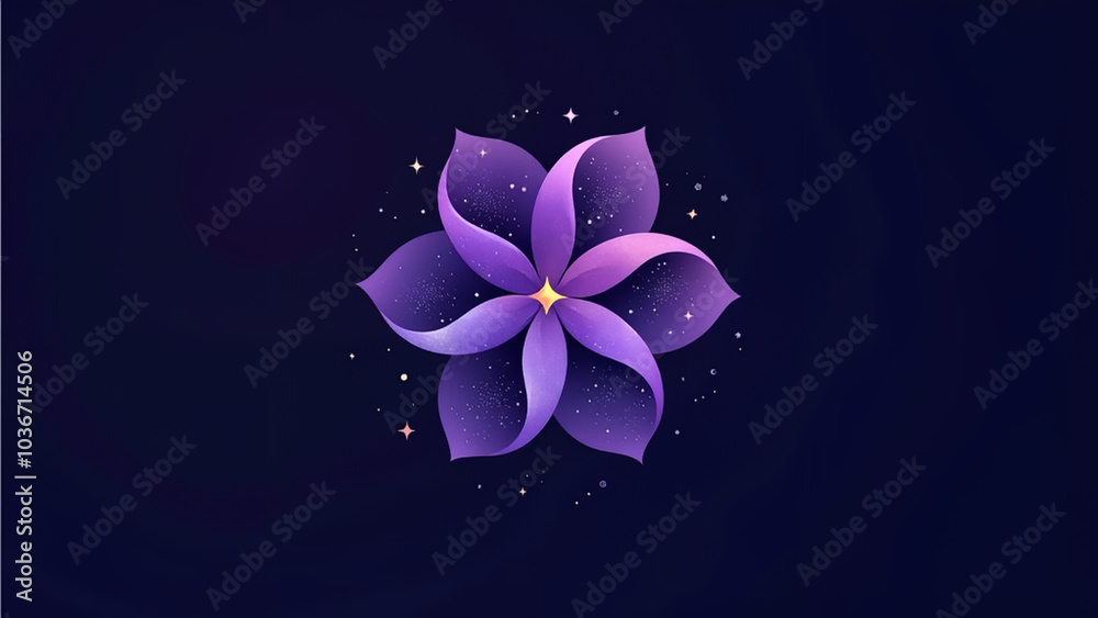 Design a simple and minimalistic logo of a violet flower with no sepals ...