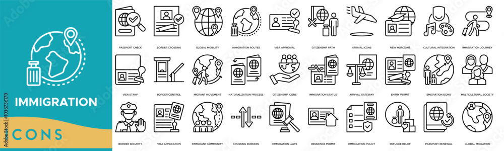 immigration icon. Passport Check, Border Crossing, Global Mobility ...