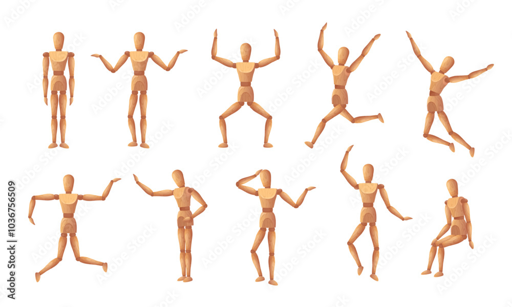 Wooden mannequin. Reference dummy body positions, wood human model ...