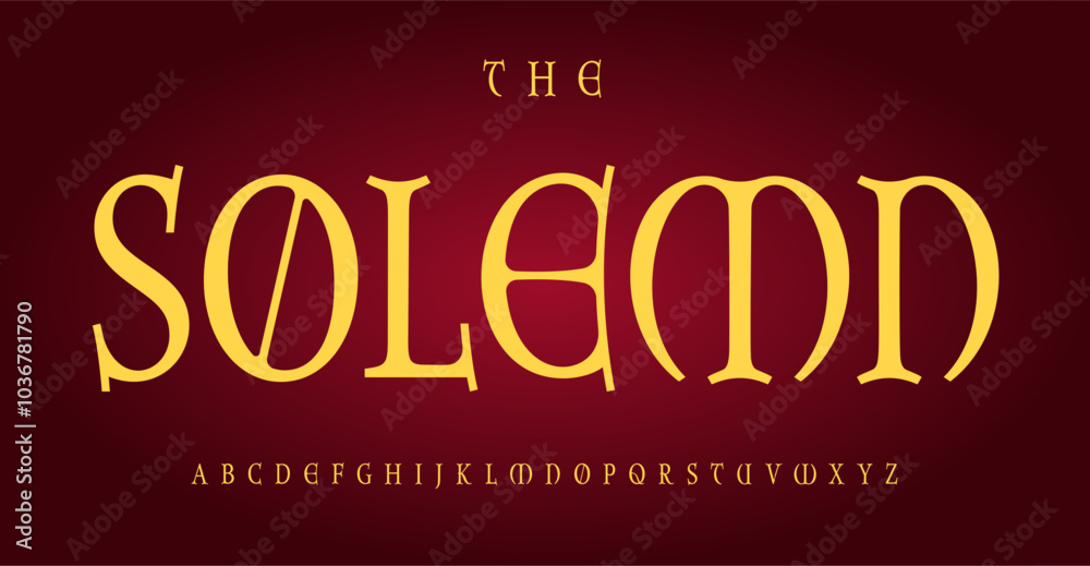 Solemn Gothic alphabet, mystical calligraphic versals letters ...