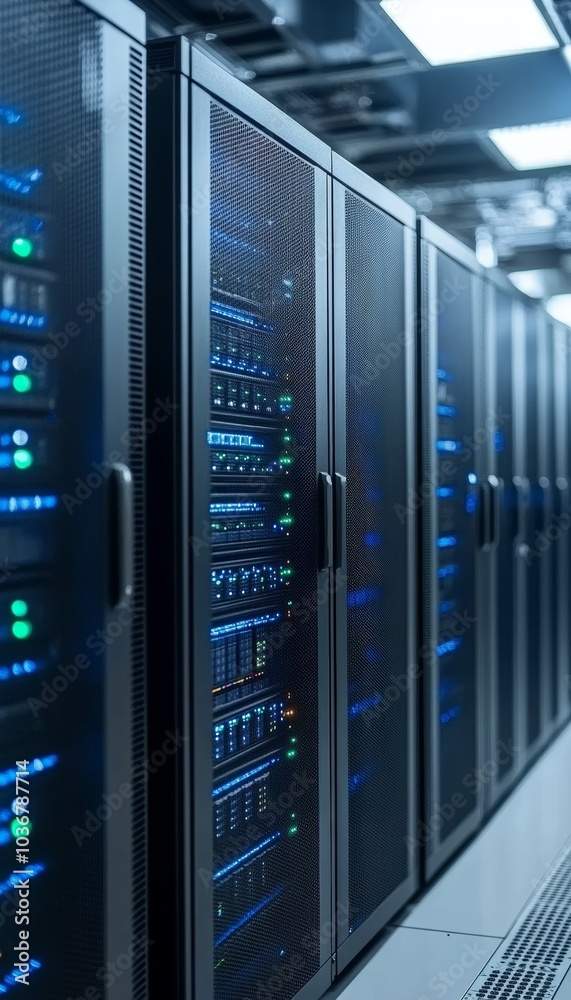 Modern Server Room With Powerful Hardware, Network Equipment, and ...