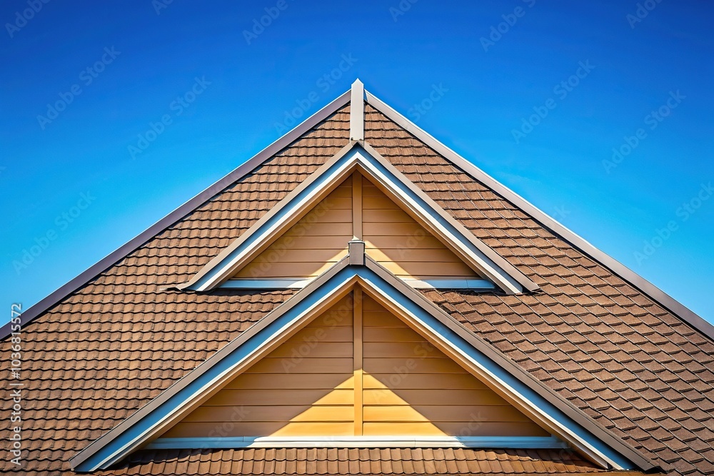 Symmetrical hip roof design with solid color background Stock ...