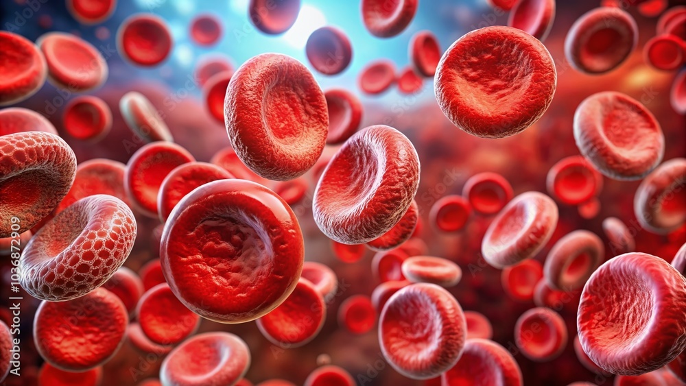 Microscopic illustration of abnormal red blood cells with genetic ...