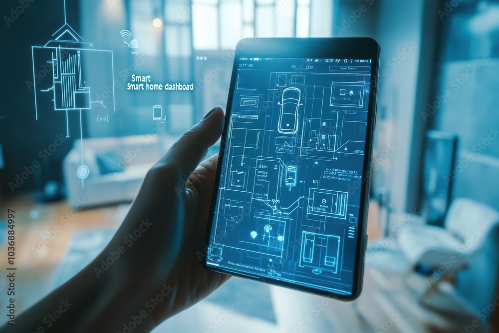 Smart home dashboard on smartphone screen showcasing advanced home ...