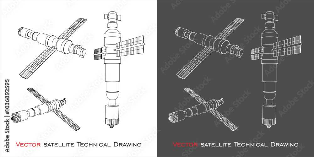 set space satellite vector from various positions. For Communication ...