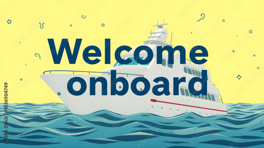 Welcome onboard symbol. Concept words Welcome onboard on the sea ...
