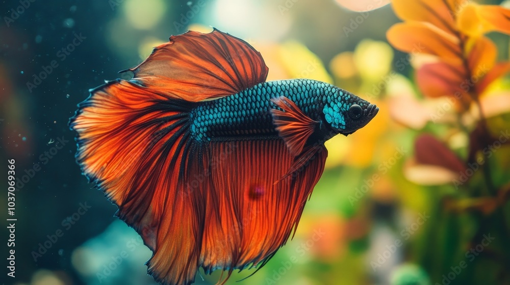 Stunning Betta Fish Swimming Gracefully Amidst Lush Aquatic Plants: A ...