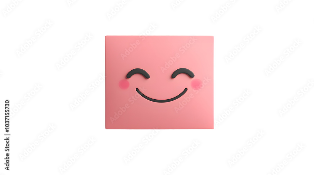 3D of a Happy post-it sticker isolated on transparent background Stock ...
