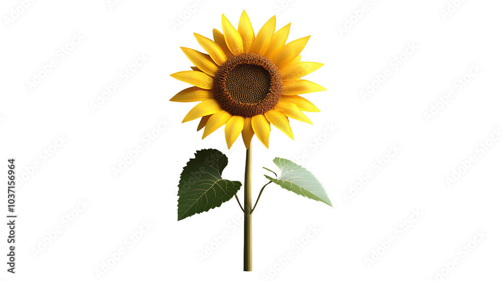 3D Sunflower front view isolated on transparent background Stock ...